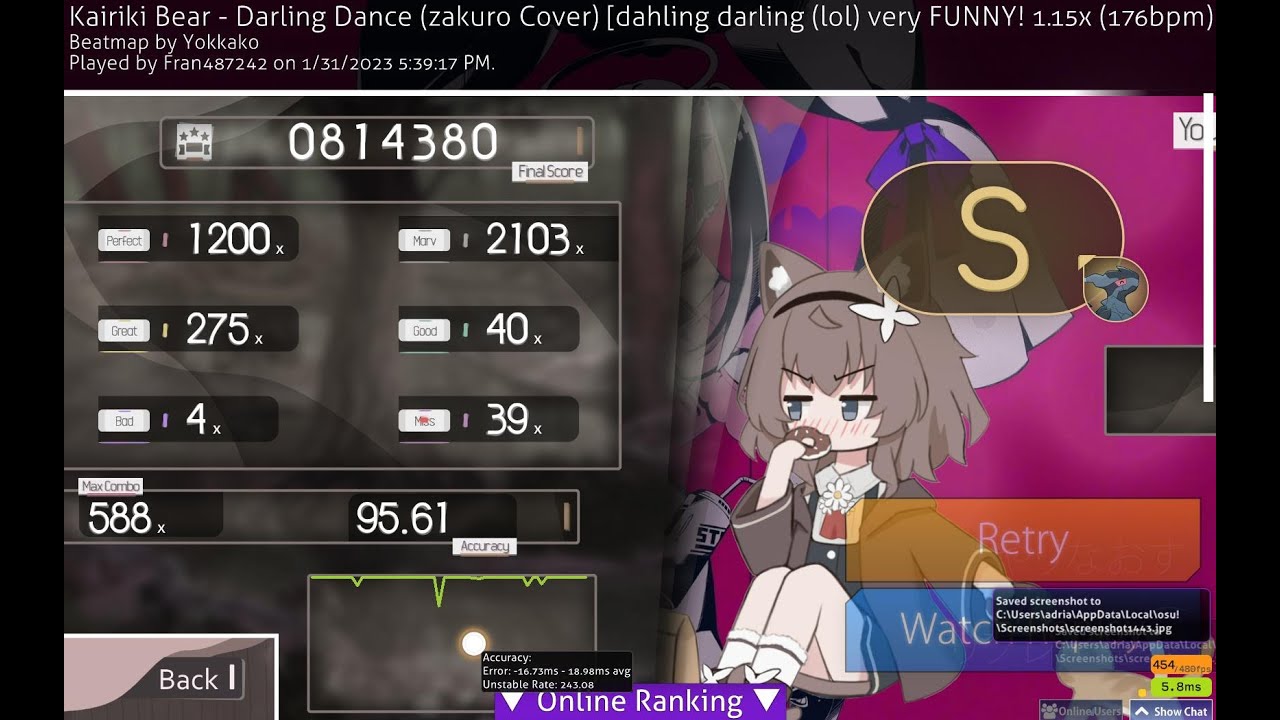 Osu!Mania | Darling Dance (zakuro Cover) [1.15x] 95.61% - YouTube