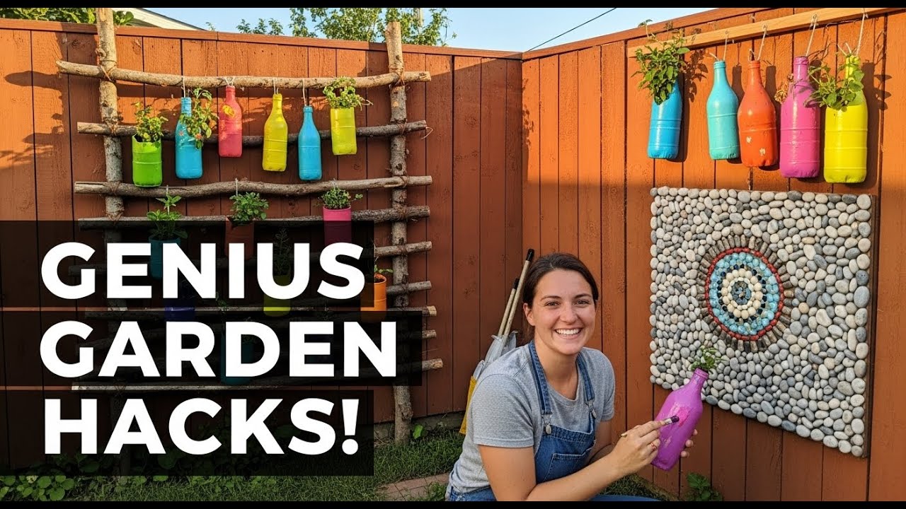 15 Genius Backyard Garden Hacks DIY with Bottles, Pebbles & Branches ...