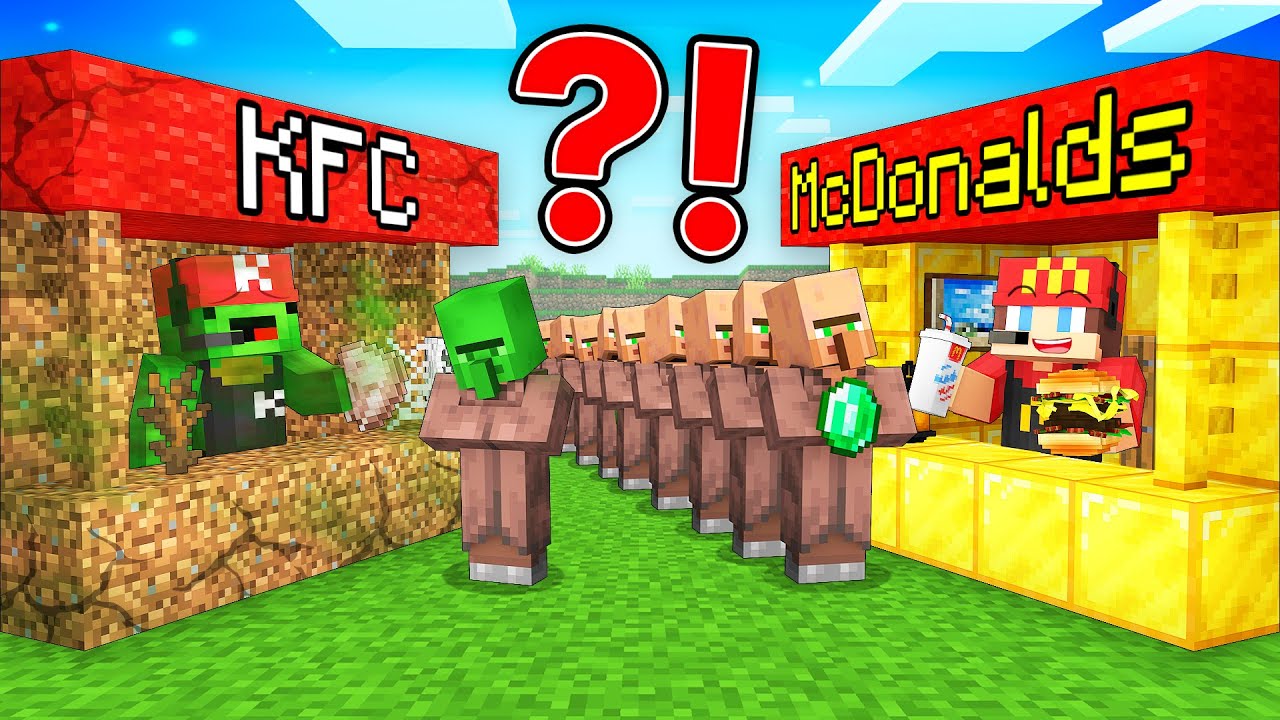 JJ's RICH McDonalds vs Mikey's POOR KFC Restaurant Battle in Minecraft ...