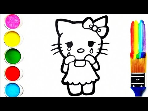 CRYING HELLO KITTY Drawing, Painting and Coloring for Kids & Toddlers ...