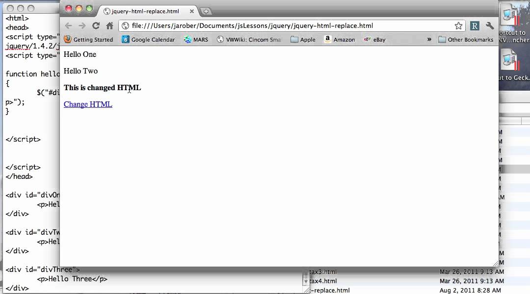 JS 4U 81: Replacing HTML - YouTube