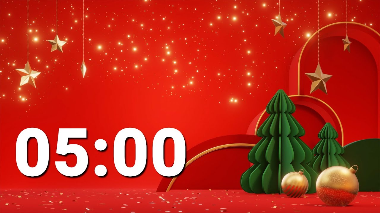 5 Minute Countdown Timer With Holiday Theme and Alarm - YouTube