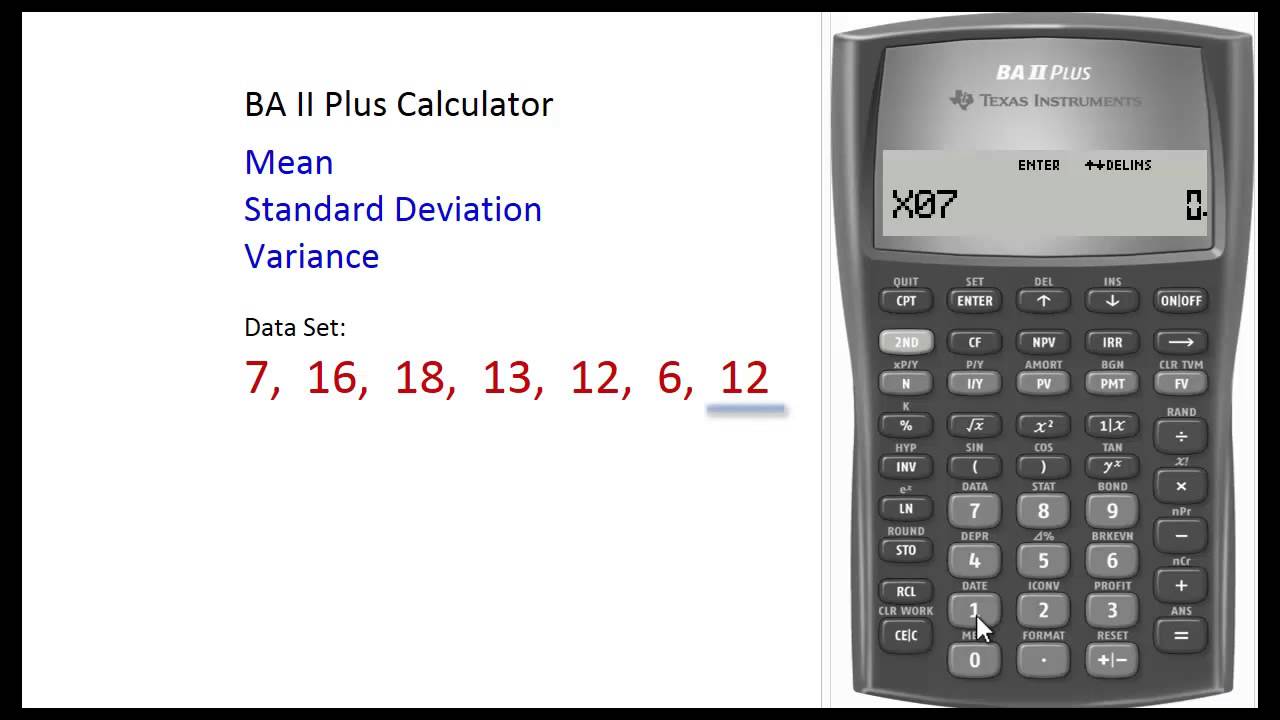 BAII Plus Calculator Finding Mean Standard Deviation YouTube