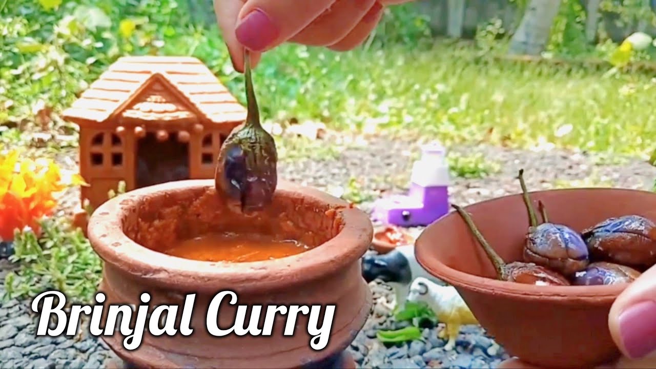 🍆Tiny Brinjal curry-Traditionally made/ Kidu Family Miniature Cooking ...