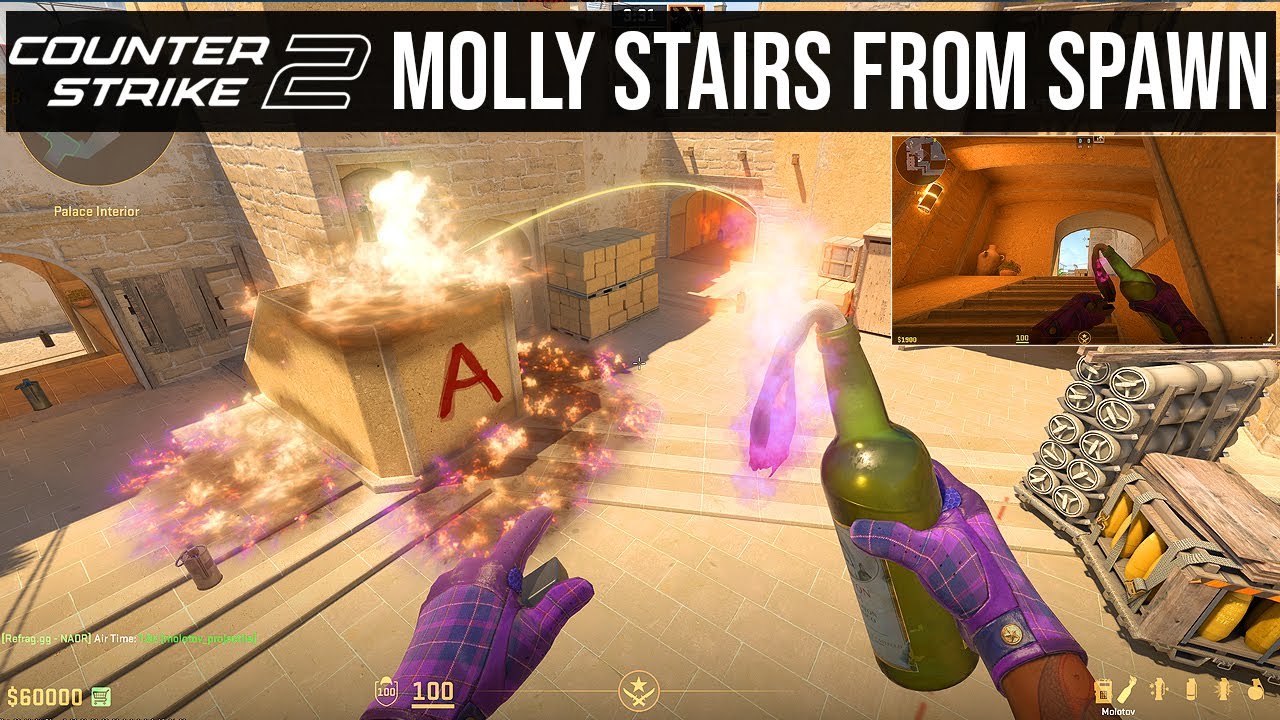 CS2 | Mirage: How To Molotov Stairs from T Spawn & Ramp - YouTube