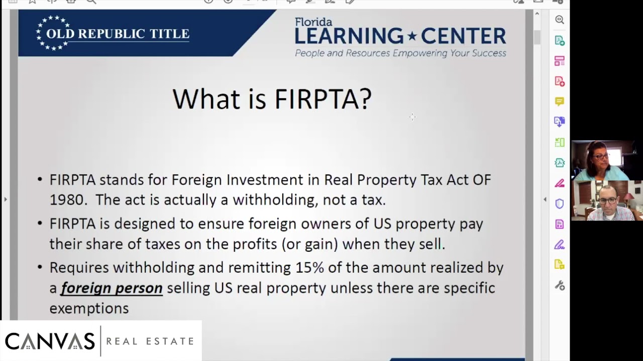 Understanding FIRPTA implications in a real estate transaction - YouTube