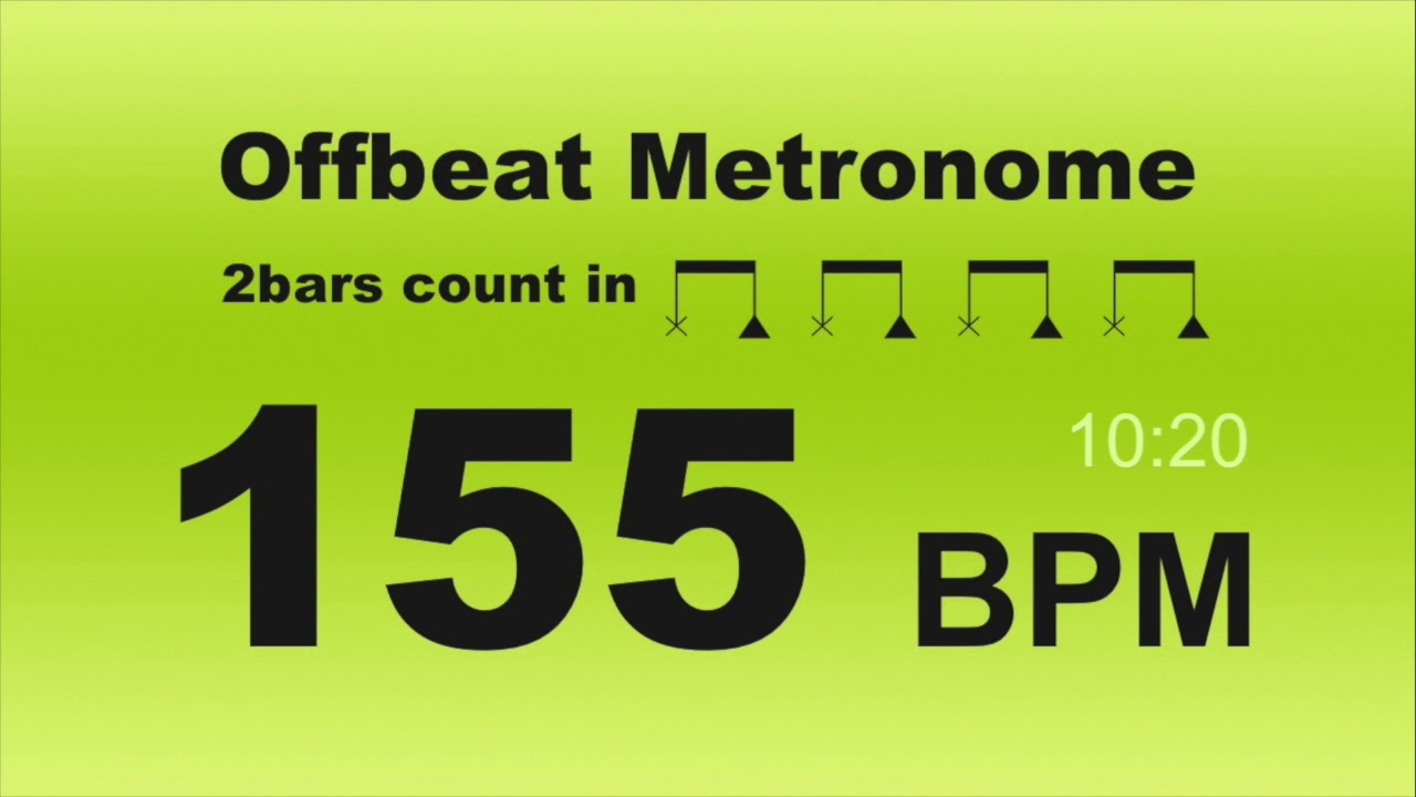 Offbeat Metronome BPM=155 - YouTube