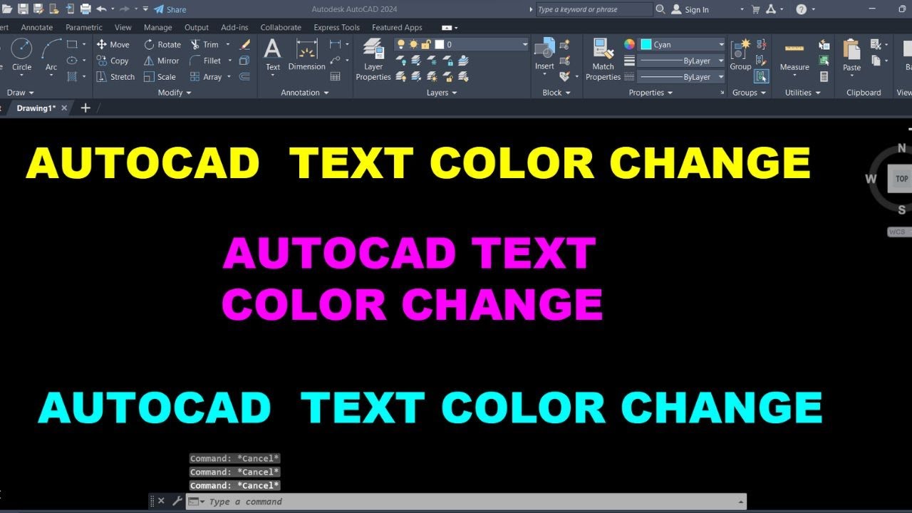 How to change text color in AutoCAD 2024 | Text color change - YouTube