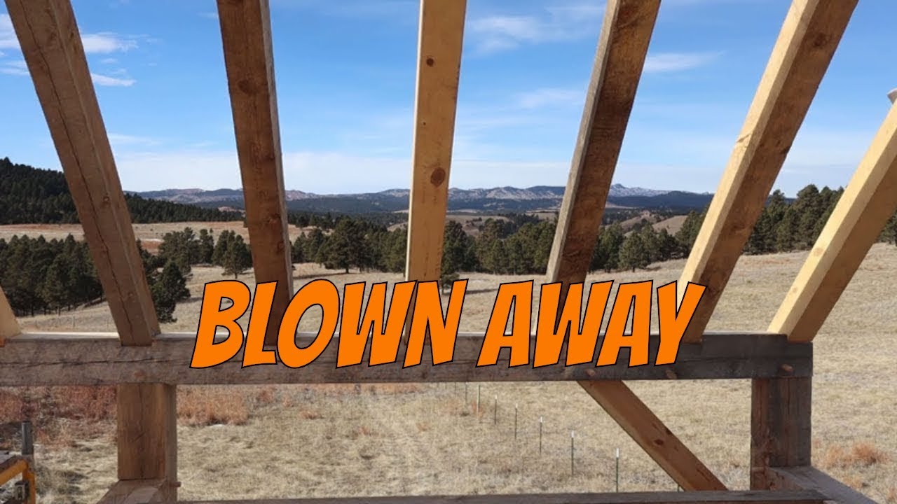 Purlins on the Timber Frame Barn........ and Wind - YouTube