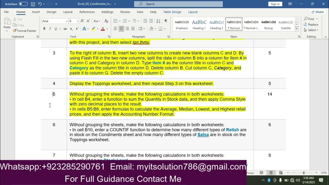 Excel_2G_Condiments_Inventory | excel 2G Condiments Inventory - YouTube
