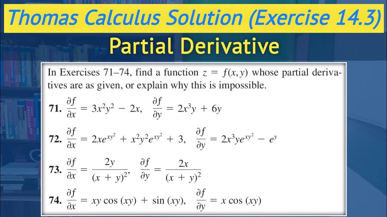 Thomas calculus exercise 14.3 Q71 to Q74 | Partial Derivative by Definition || Lec 25 - YouTube