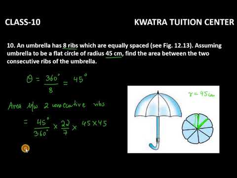 10. An umbrella has 8 ribs which are equally spaced (see Fig. 12.13 ...