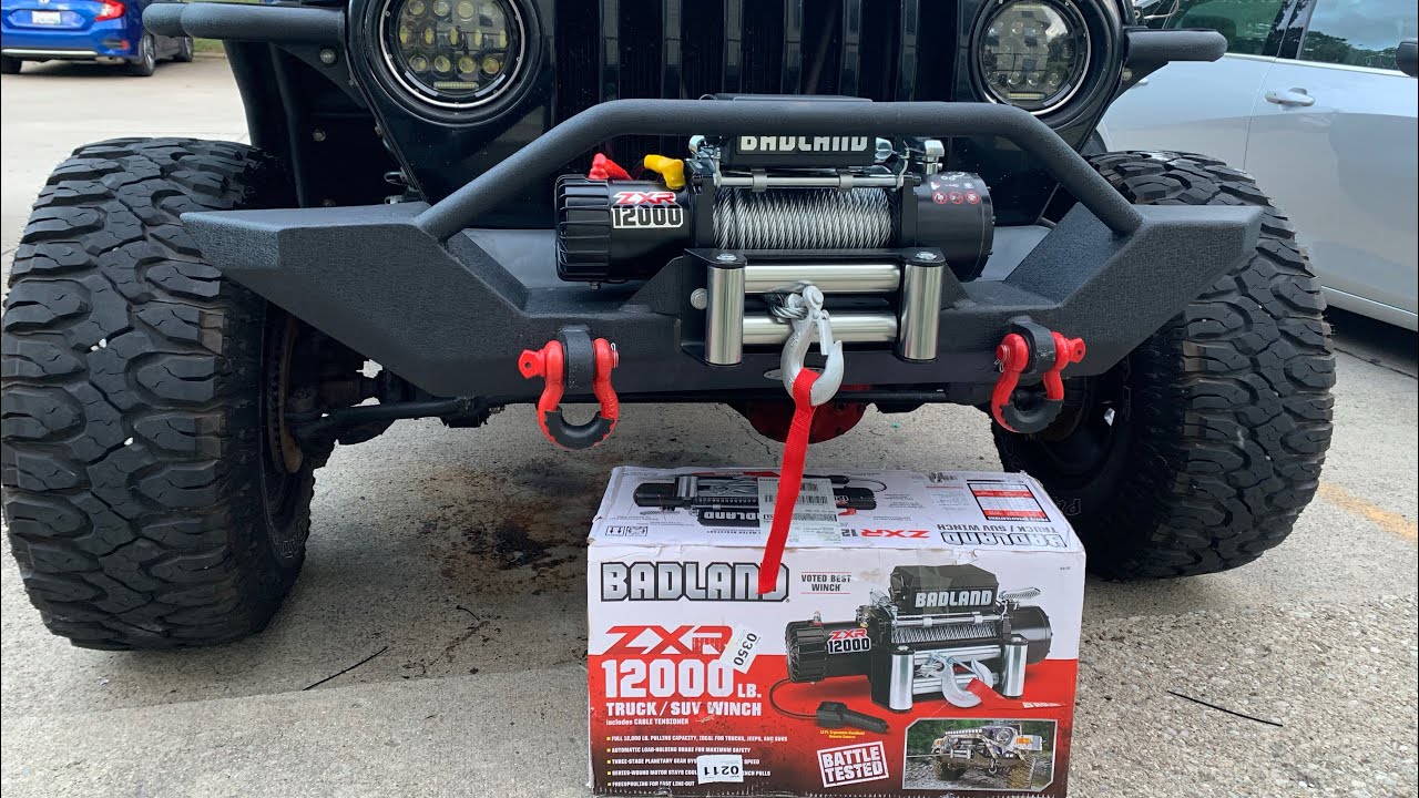 Instale un #winch de #harbor freight ZXR 12000 lbs badland - YouTube
