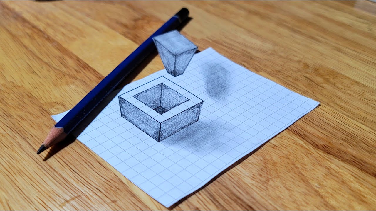 Easy 3D Drawing Illusion - 3D Trick Art Draw - Magic Drawing With ...