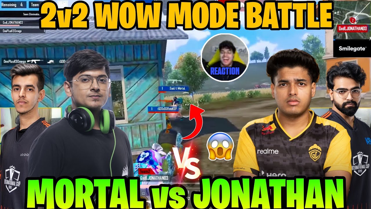 Jonathan vs Mortal😱 Jonathan,Omega vs Mortal,Ronak 2v2 Wow Mode Battle ...