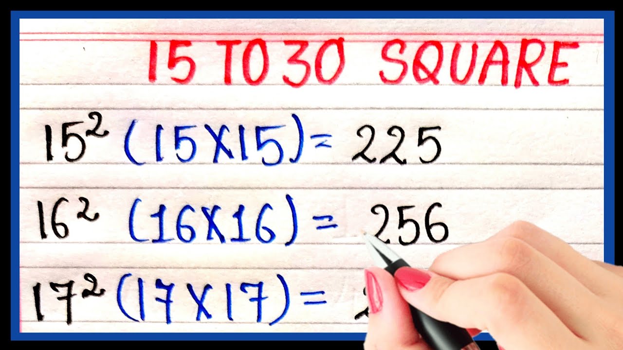 15 to 30 square/square 15 to 30/15 se 30 tak square/mathematics square ...