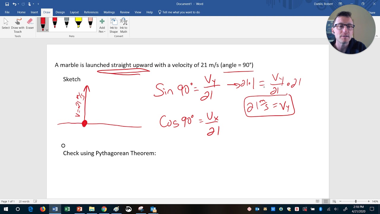 Projectile Calculations Finding Vx and Vy for a totally vertical launch ...