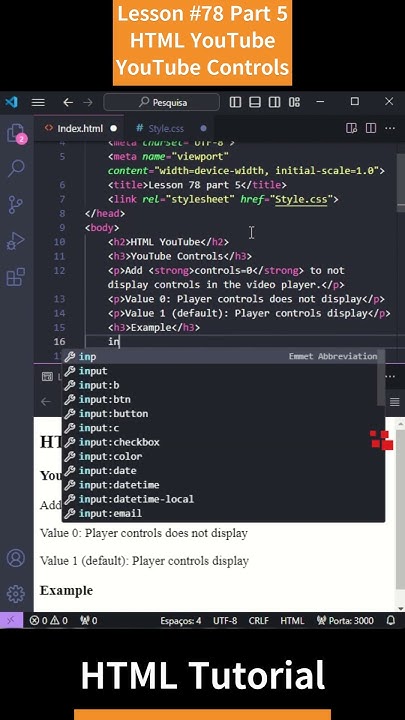 Html Tutorial Lesson 78 Html Youtube Youtube Controls Part 5 Html5 Htmltutorial