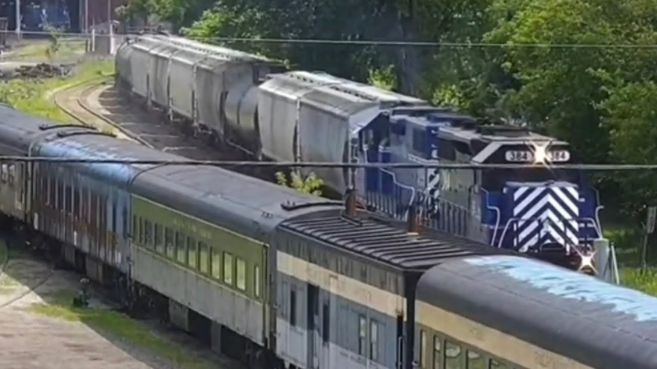 Train Great Lakes Central 384 and 399 heads north through Owosso, MI ...