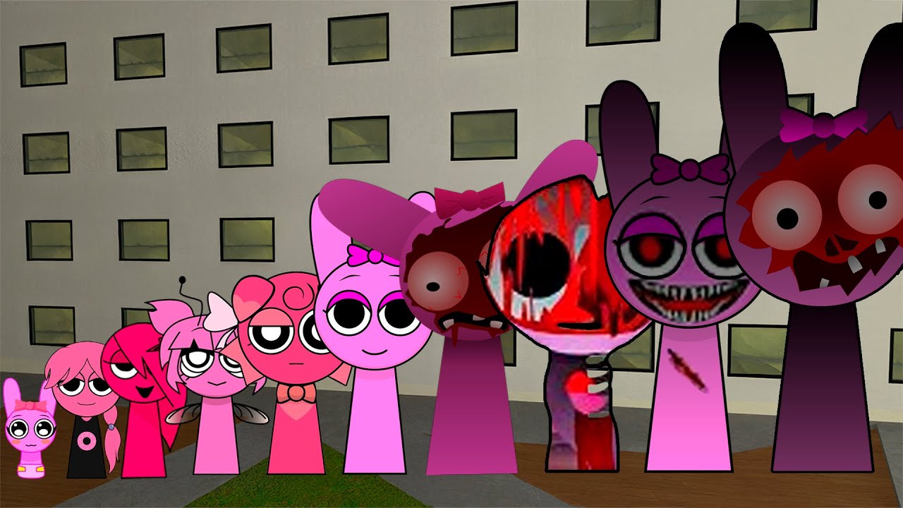 All the Sizes Of Female Nightmare Sprunki Pinky & Girl Pink Simon want ...