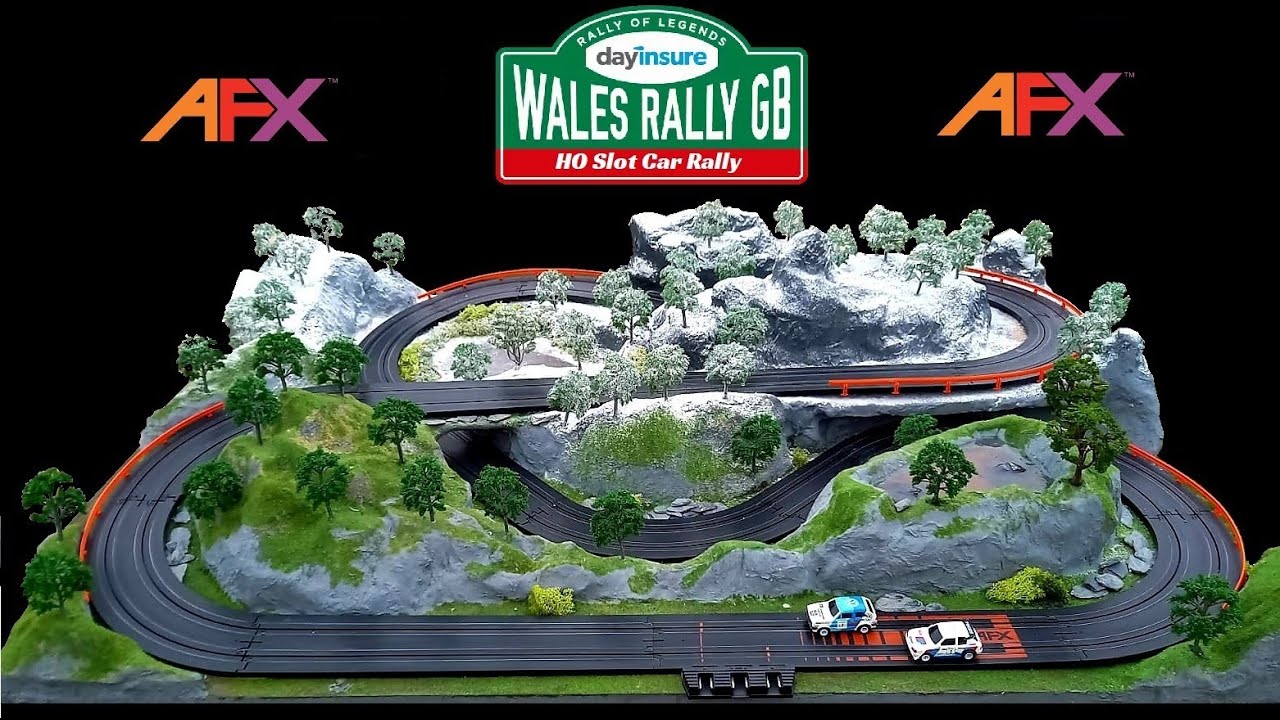 AFX Rally Wales HO Slot Car Layout - YouTube