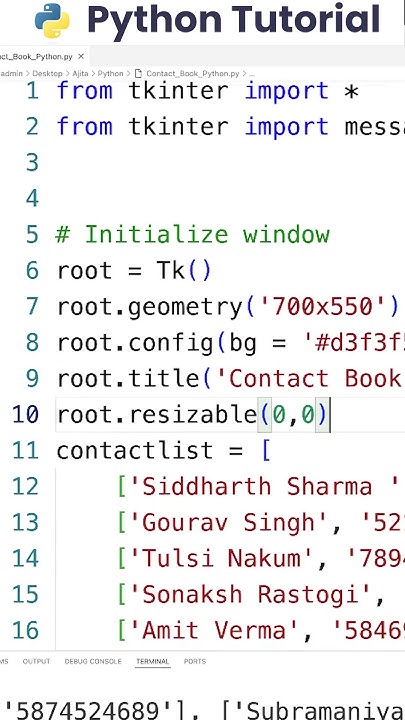 Create Contact Book App using Python in Hindi | Python Project - YouTube