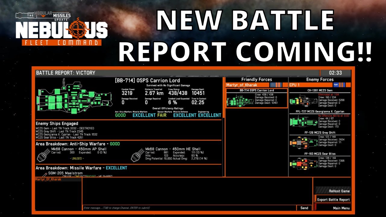 Previewing the NEW Battle Report! | NEBULOUS: Fleet Command - YouTube