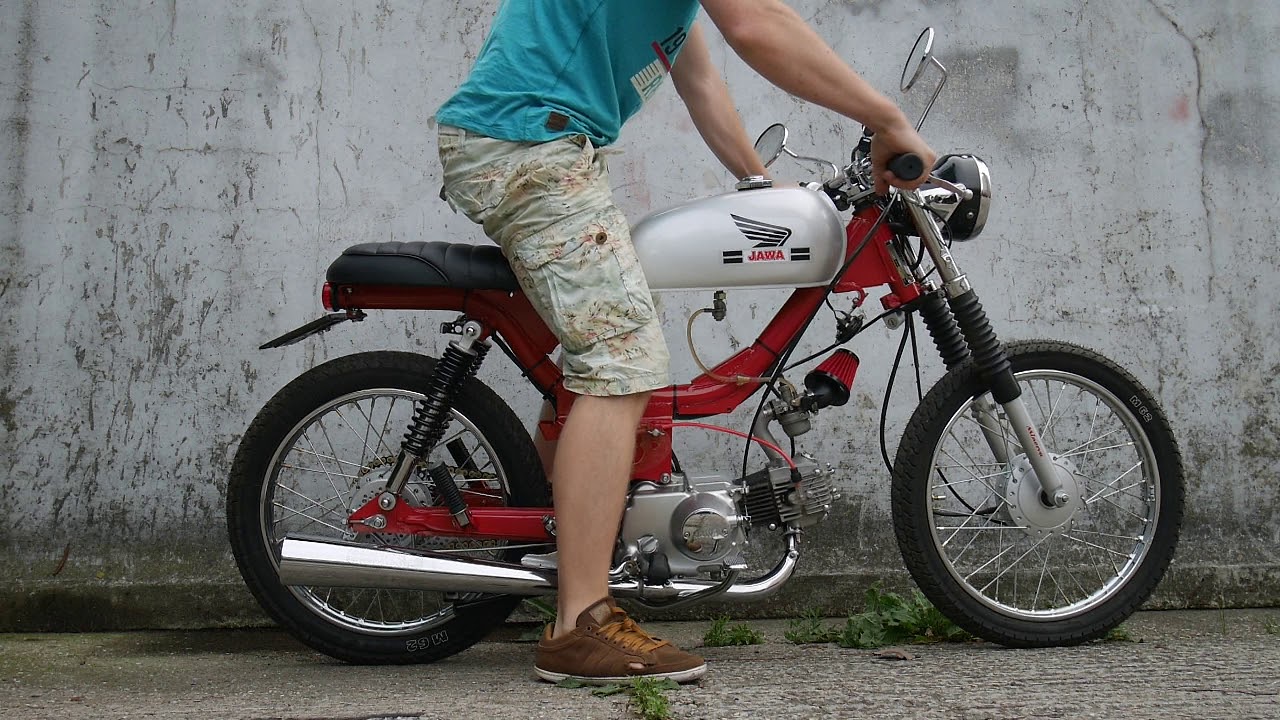 Jawa SS 50 Minerva mofa style cafe racer - first start - YouTube