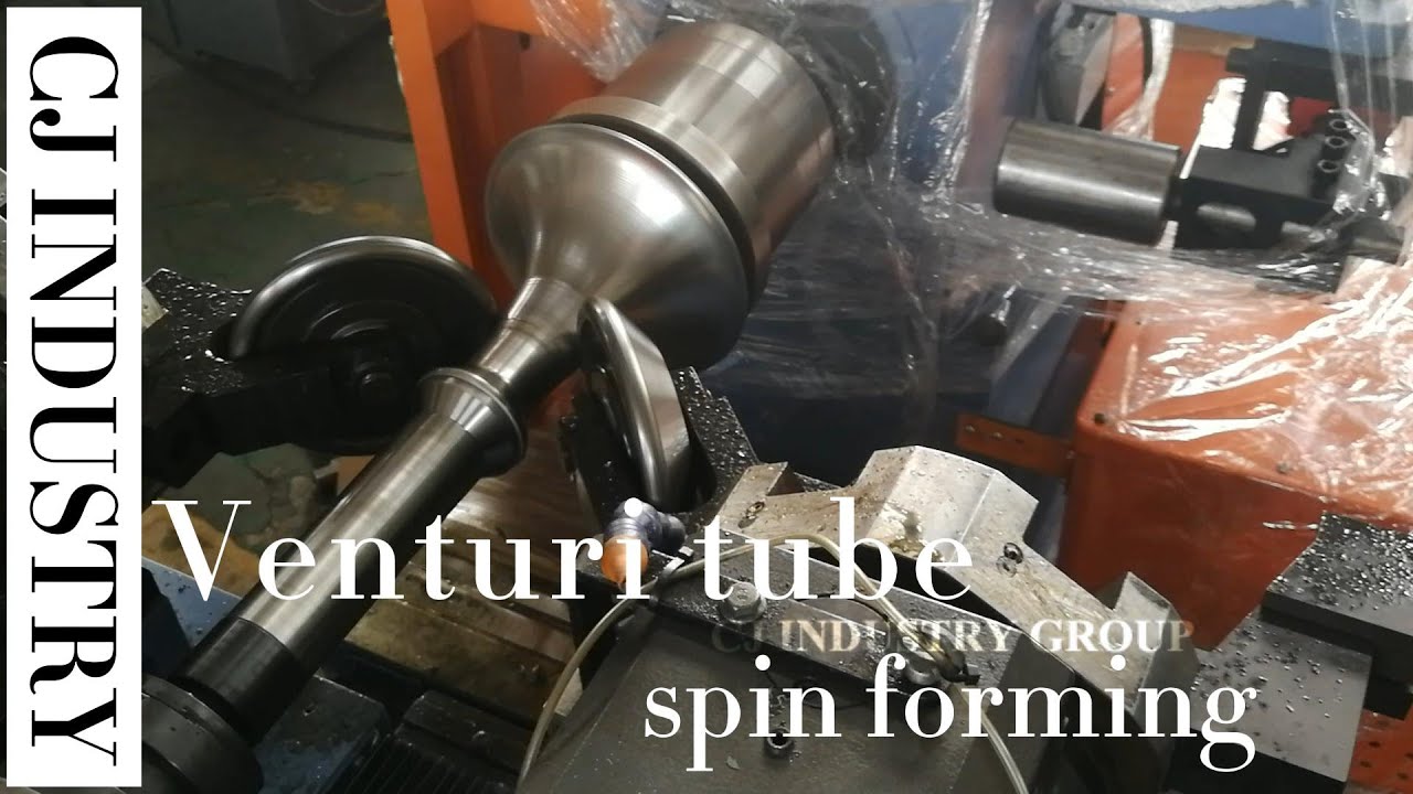 CNC stainless steel spinning machine for venturi tube forming - YouTube