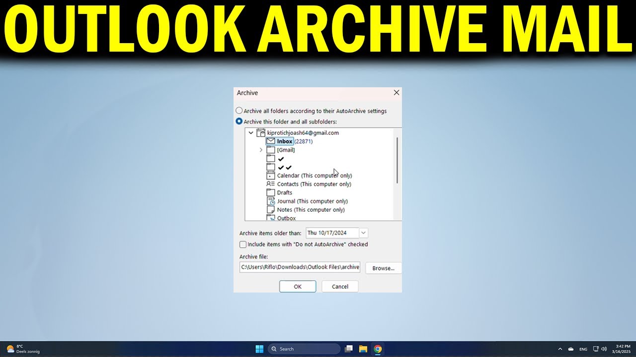 How To Use Outlook Archive to Free Space & Clean up Your Mailbox - YouTube
