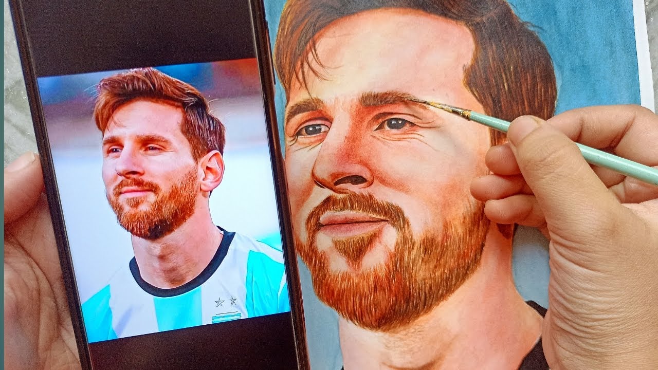 Lionel Messi drawing with watercolor || Messi Painting - YouTube