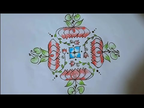 15x1 dots lotus flowers easy rangoli || simple creative rangoli ...