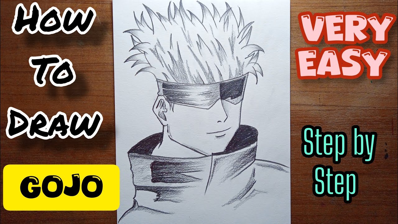 How to draw gojo °^°🔥|| very easy. Step by step with shading pencil ...