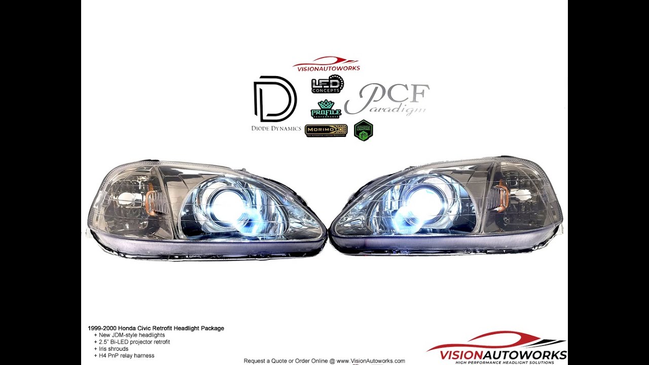 Honda Civic EK Retrofit Headlights - 2.5" Bi-LED, Iris, JDM style ...