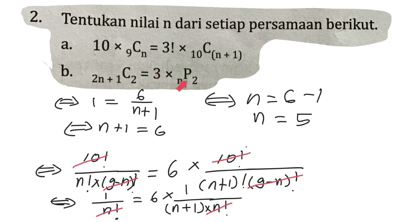 Tentukan Nilai N Dari Setiap Persamaan Berikut 10x 9Cn 3 X10C n 1 2n Tentukan Nilai N Dari Setiap Persamaan Berikut 10x 9Cn 3 X10C n 1 2n