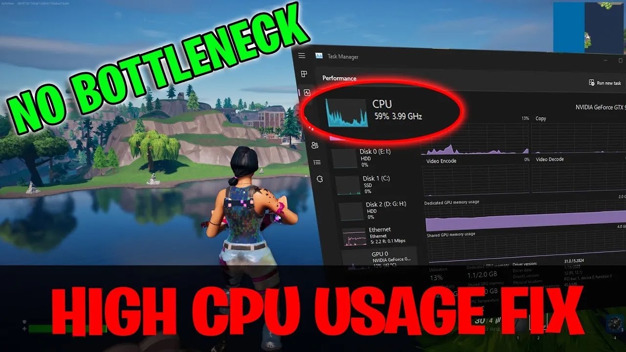 Fix High CPU and Low GPU usage & BottleNeck FORTNITE Chapter 5 / Pc & Laptops !! - YouTube