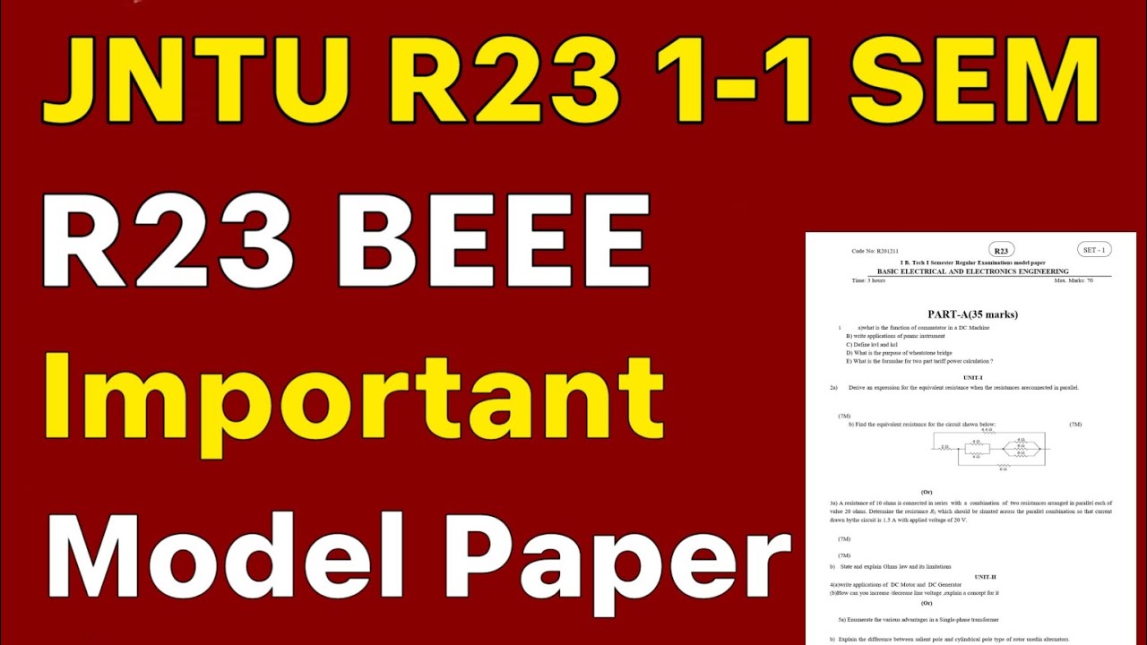 beee important model paper basic Electrical and Electronics Engineering ...