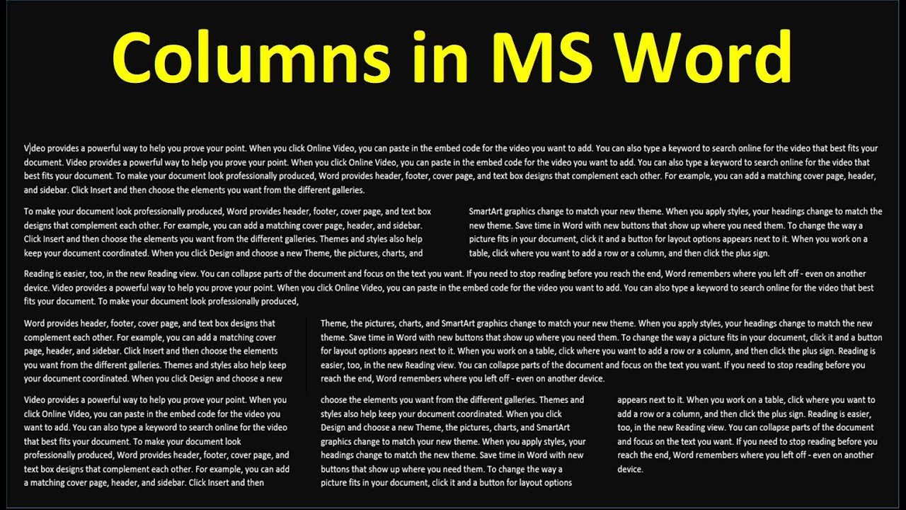 MS Word Columns How To Make Columns In MS Word YouTube ms-word-columns-how-to-make-columns-in-ms-word-youtube