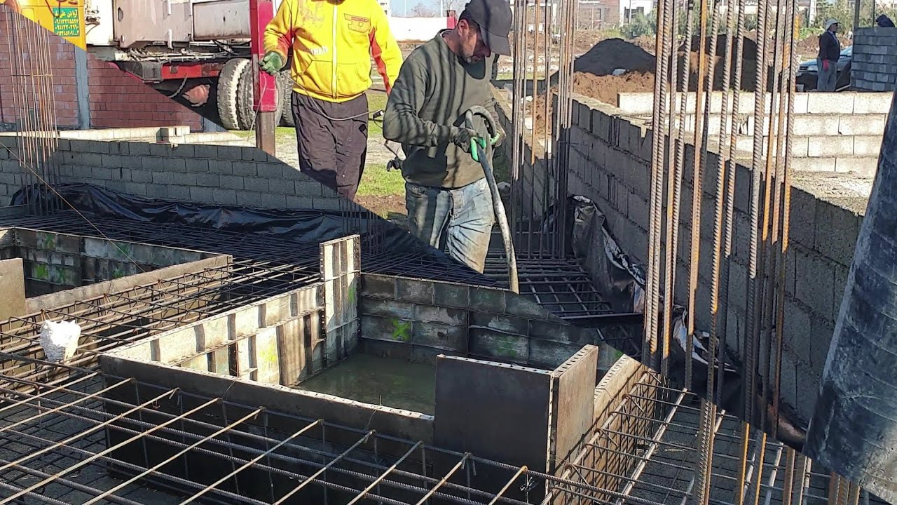 Strip foundation framework and concrete casting - YouTube