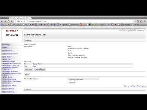 How To Setup User or Account Control on a Sharp Copier / Printer / Scanner