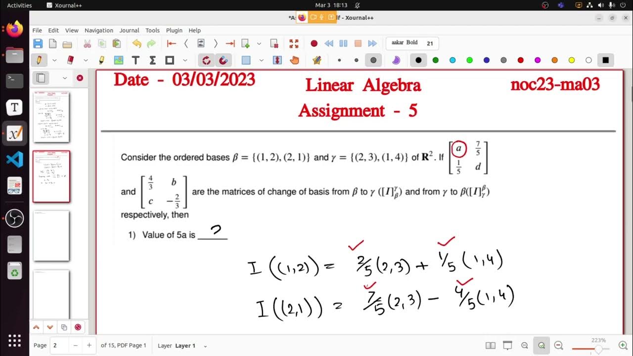 Week 5 : Linear Algebra Tutorial | NPTEL_noc23_ma03 | #nptel - YouTube