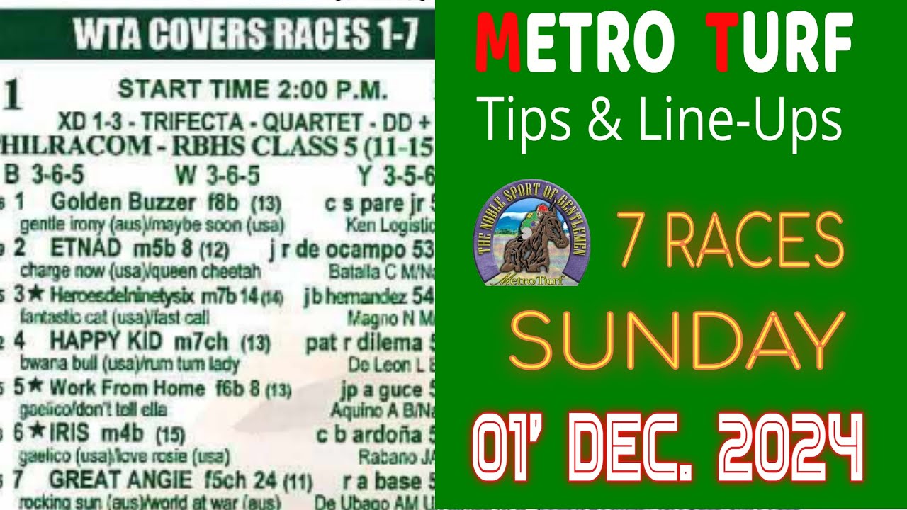 MMTCI LIVE RACING TIPS FOR SUNDAY DEC. 1, 2024 | 2:00 PM START TIME | 7 ...