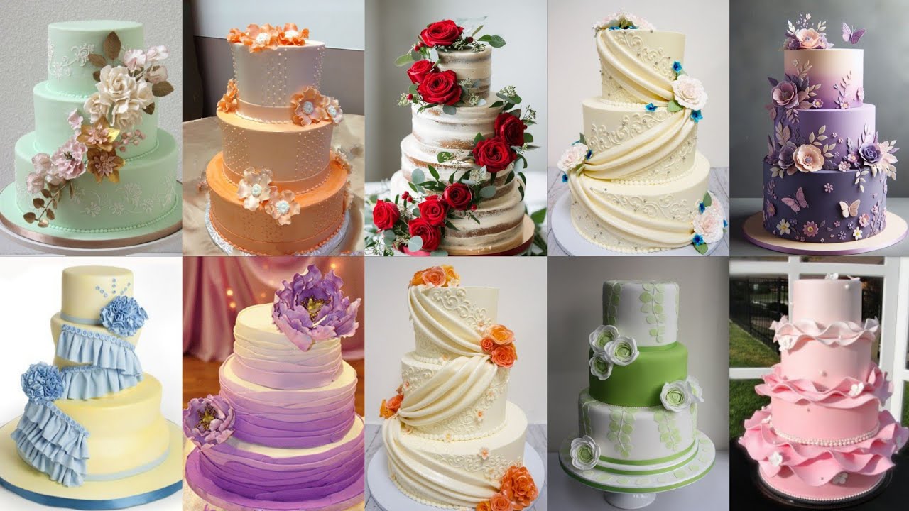 🎉Three Layer Cake Design/Three Tier Cake/3 Layer Cake decorating idea ...