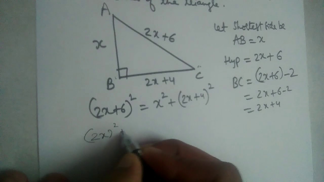 Hypotenuse of a right triangle is 6m more than twice the shortest side ...