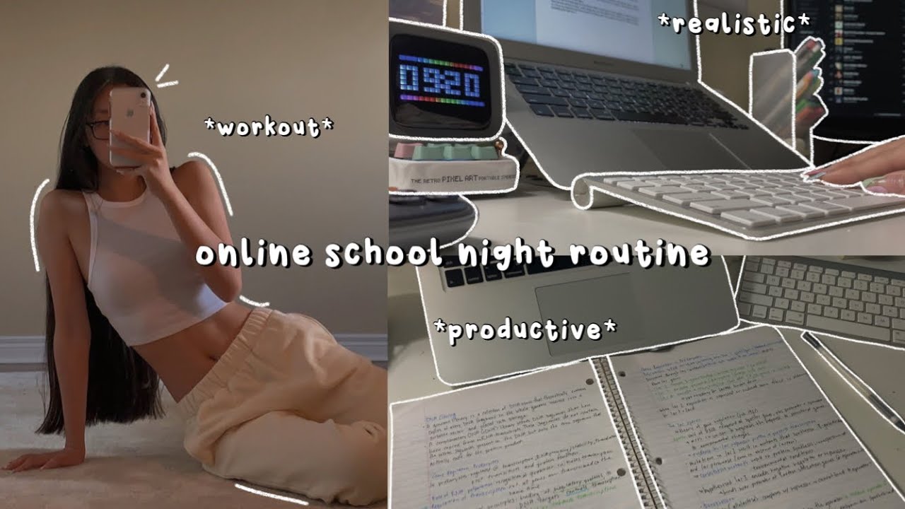 my PRODUCTIVE online school night routine 2021🌧 - YouTube