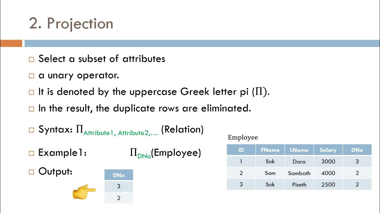 3-Relational Algebra Projection - YouTube