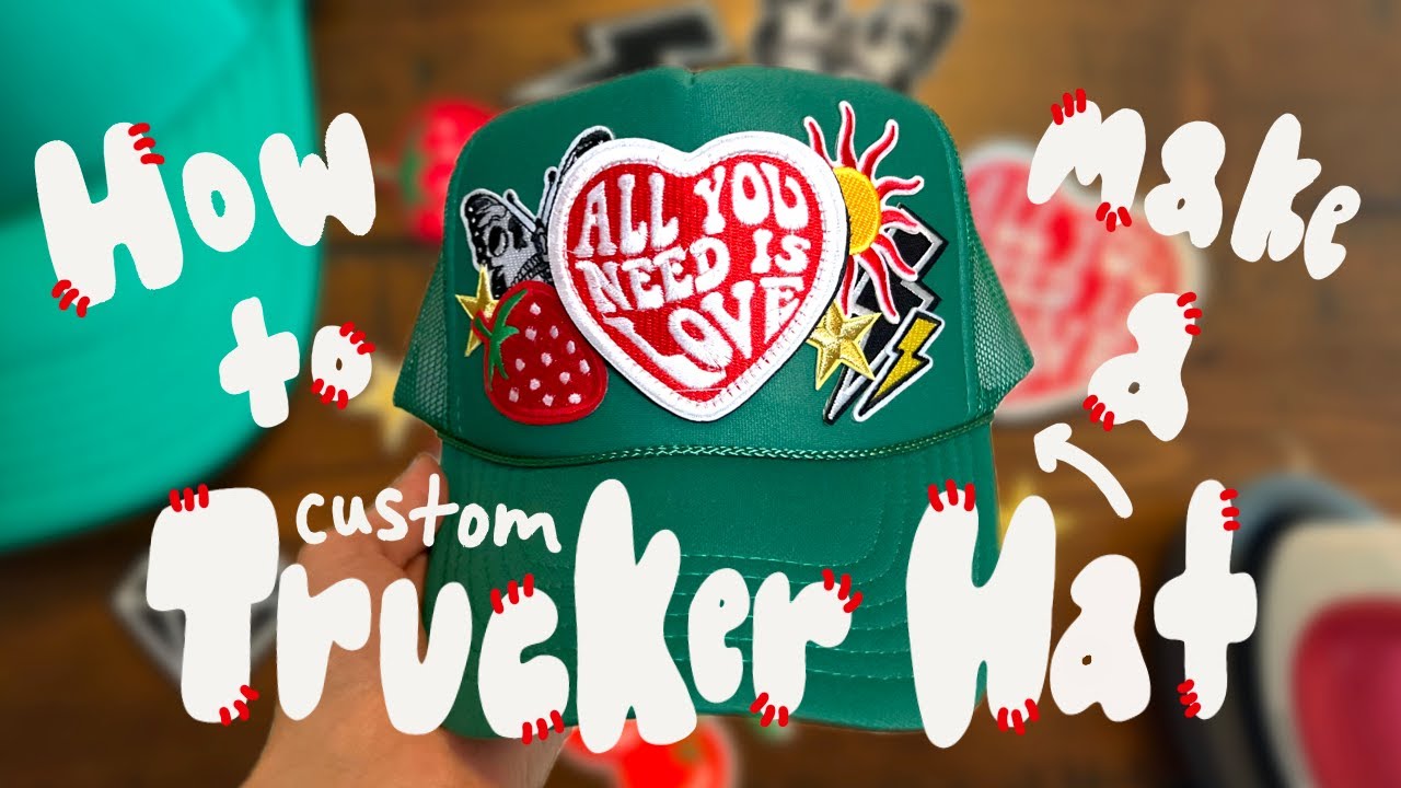 CUSTOM TRUCKER HAT *using iron-on patches* | DIY | Emma Alexis - YouTube