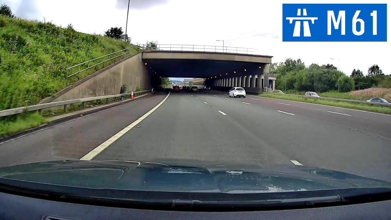 M61 Motorway: J1 (M60) to J2 (A666 Kearsley Spur) - YouTube