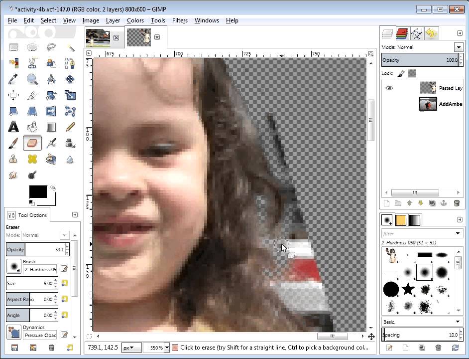 GIMP Activity 4b - 03 - Fine Erasing, sometimes with Opacity - YouTube