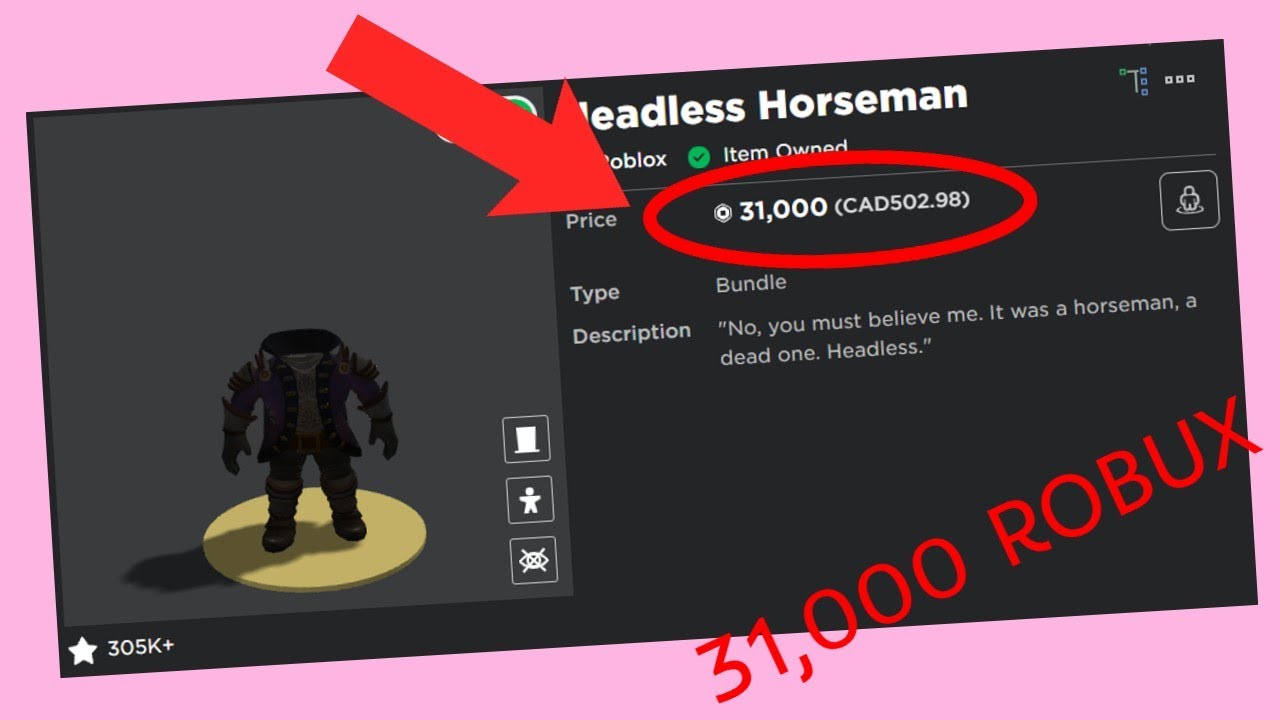 Buying Headless Horseman For 31,000 Robux (2021) - YouTube